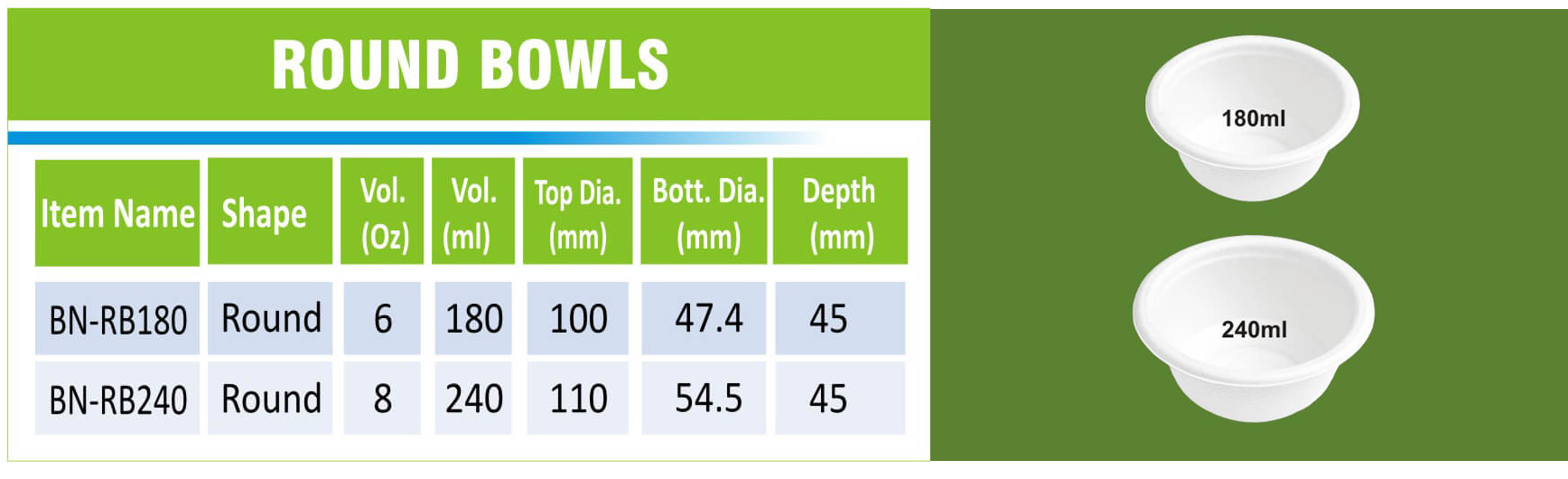 Round Bowls – Bionova – Pulp Fiber Compostable Products