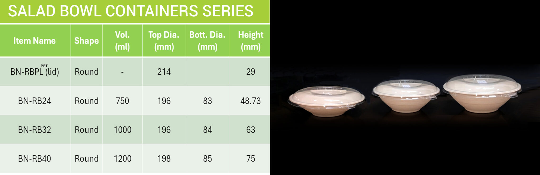 SALAD BOWL CONTAINERS SERIES – Bionova – Pulp Fiber Compostable Products