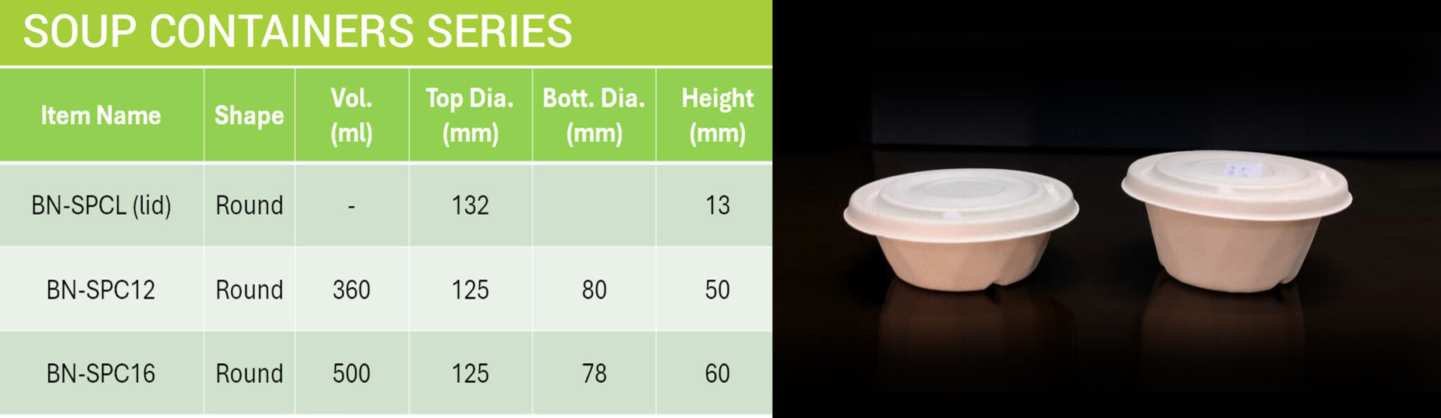 SOUP CONTAINERS SERIES – Bionova – Pulp Fiber Compostable Products